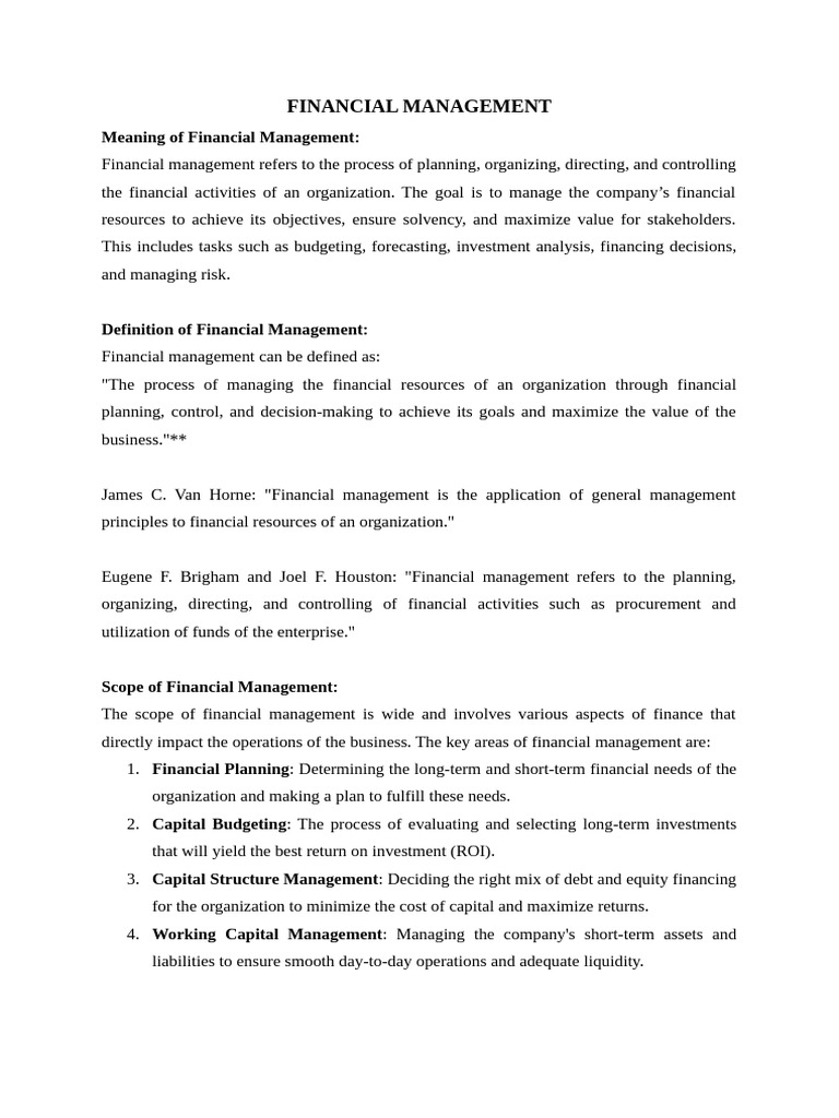 Financial Management Overview | PDF | Money | Financial Accounting
