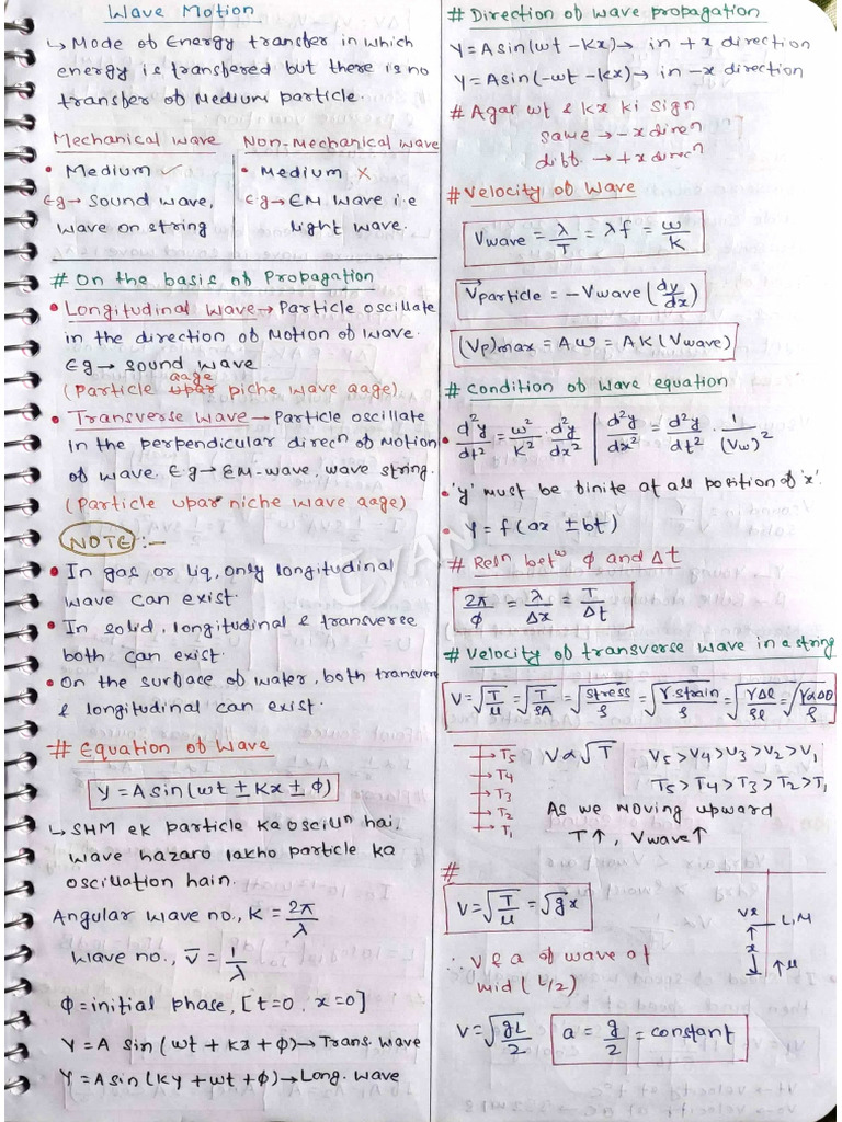 Wave Motion Short Notes | PDF