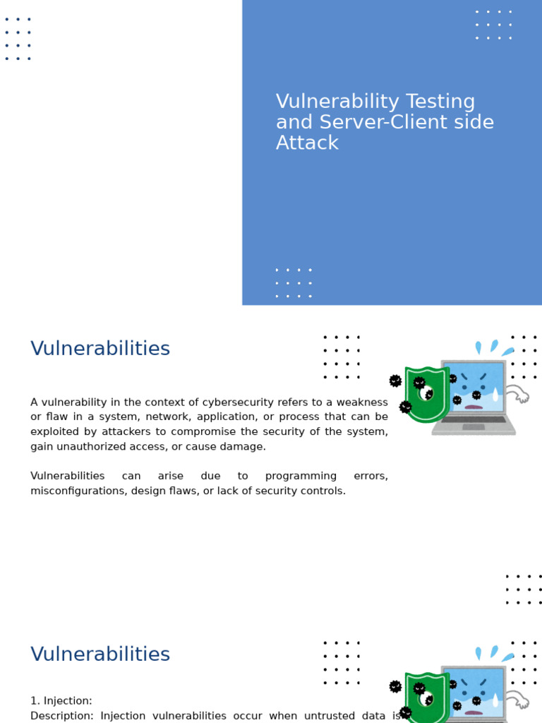 Vulnerability Testing and Server Client Side Attack | PDF | Security ...