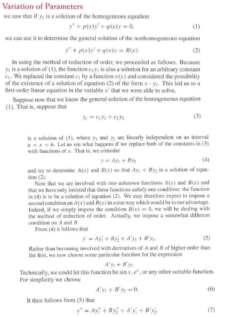 Variation of Parameters | PDF