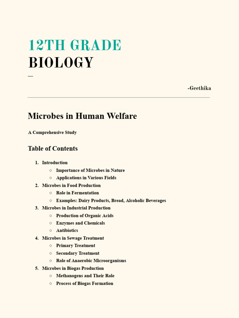 Microbes in Human Welfare: Grade 12 Guide | PDF | Microorganism ...