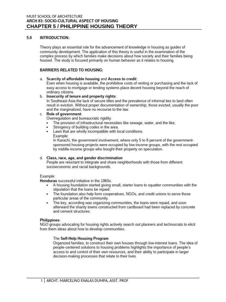 Chap 5 Theories of Housing | PDF | Homelessness | Slum
