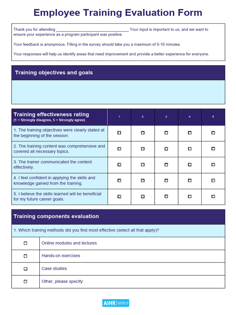 Training Evaluation Form PDF | PDF | Cognitive Science | Human ...