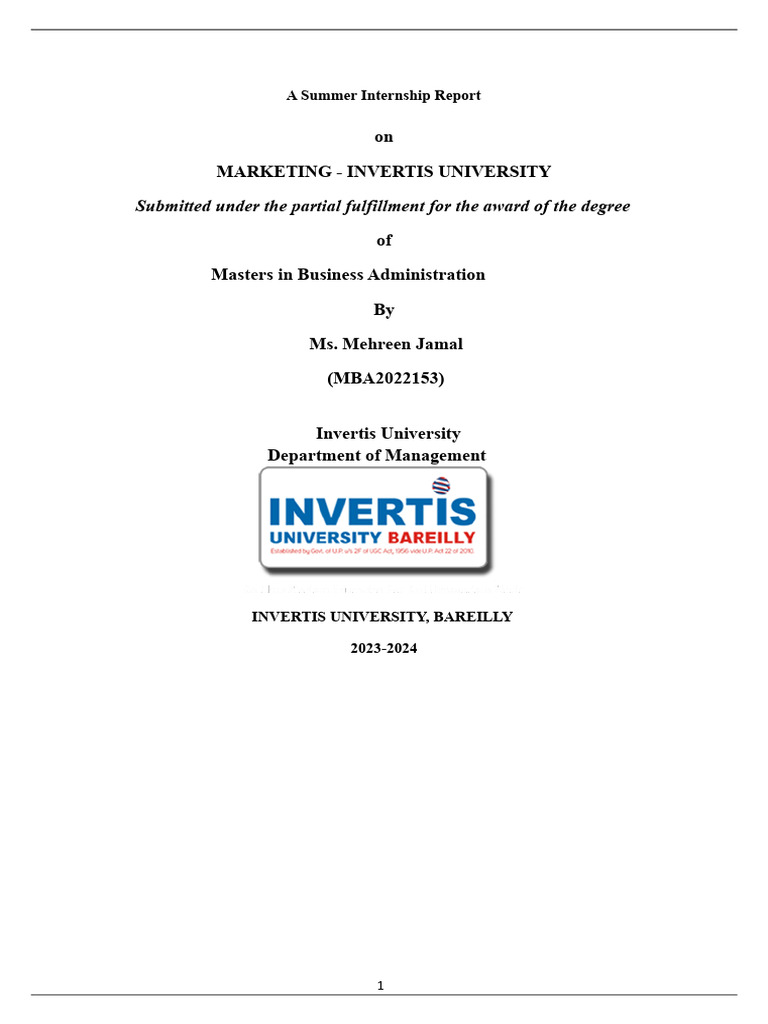 Mehreen Internship - pdf1 | PDF | Business