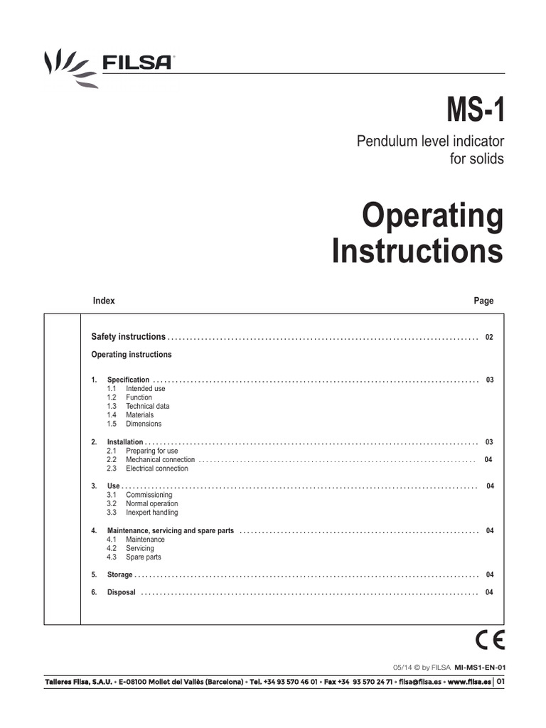Filsa Pendulum Level Indicators | PDF | Electrical Connector | Capacitor
