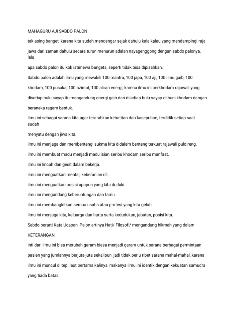 Keilmuan Aji Sabdo Palon | PDF