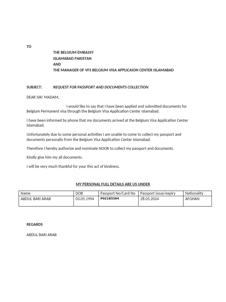 Abdul Bari Authority Letter | PDF