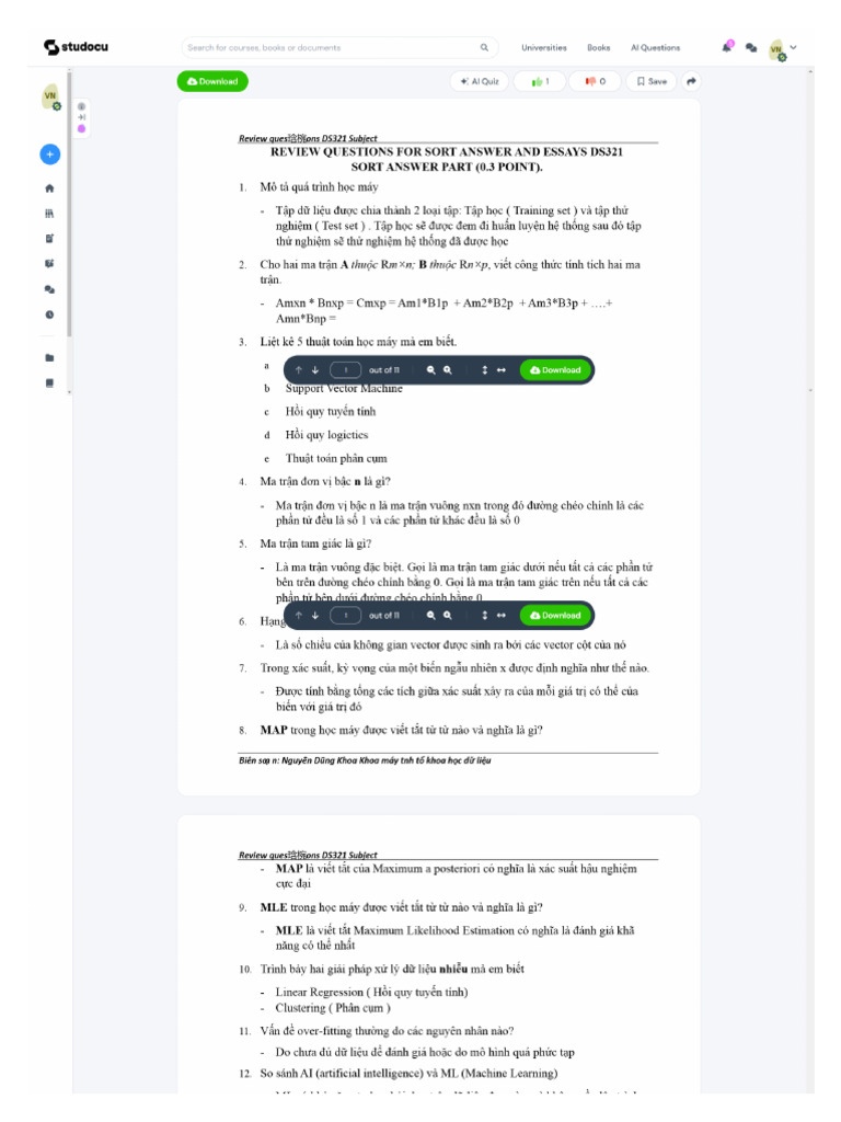 Screencapture Studocu VN VN Document Truong Dai Hoc Duy Tan Toan Cao Cap c2 Machine Learning 321 ...