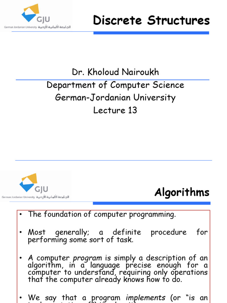 Cs 201 Lecture 13 Algorithms Pdf Algorithms Parameter Computer