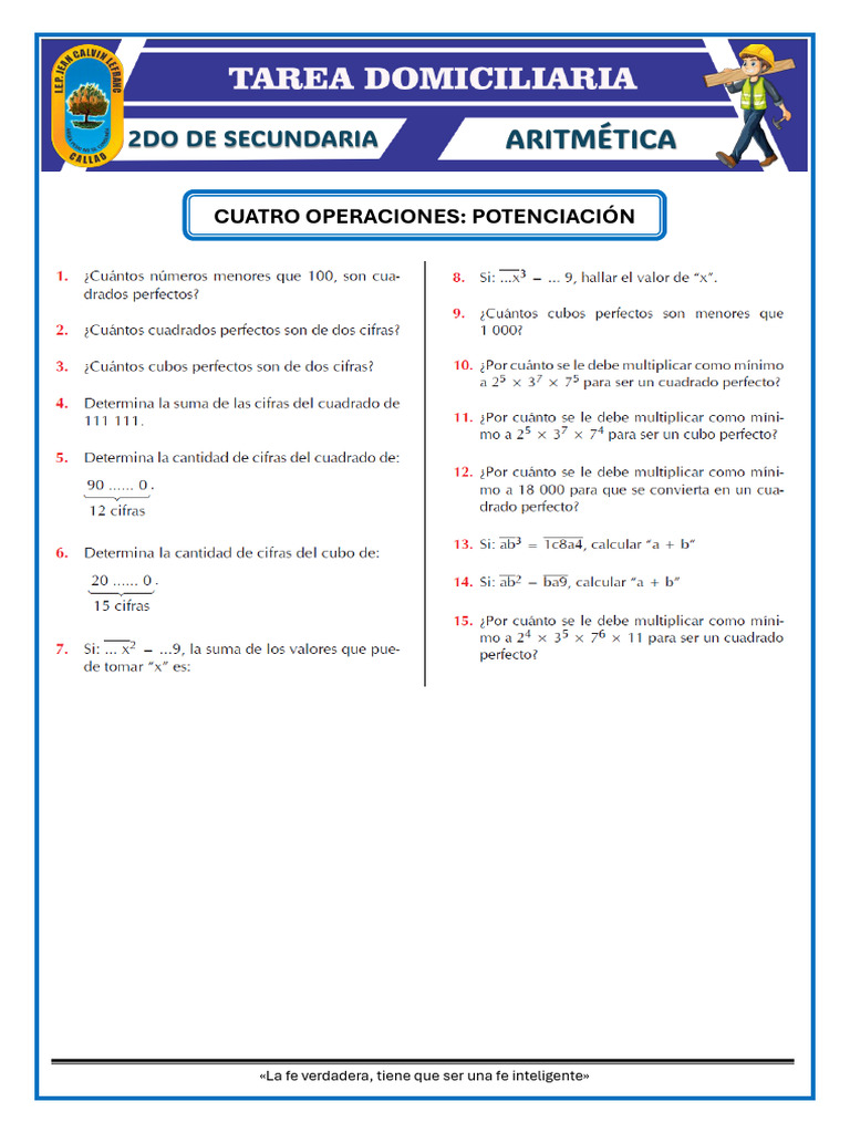 5. TAREA DOMICILIARIA - POTENCIACI-N | PDF