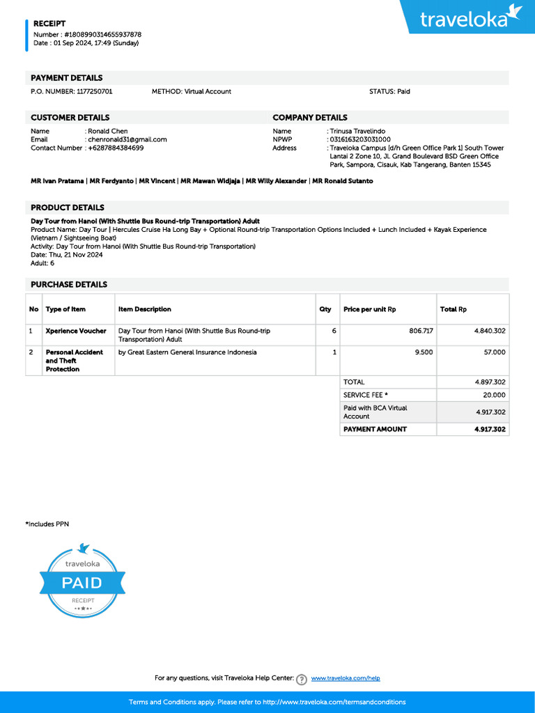 Receipt Halong Bay | PDF | Service Industries