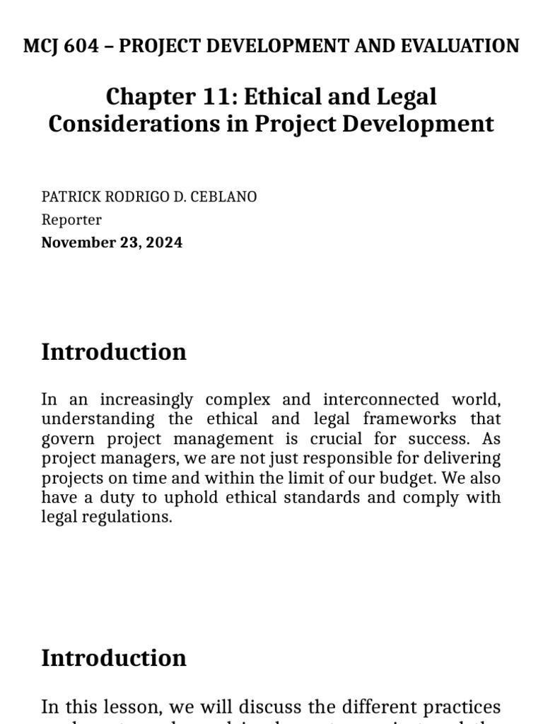Ethical and Legal Aspects of Project Development | PDF | Sustainability | Intellectual Property