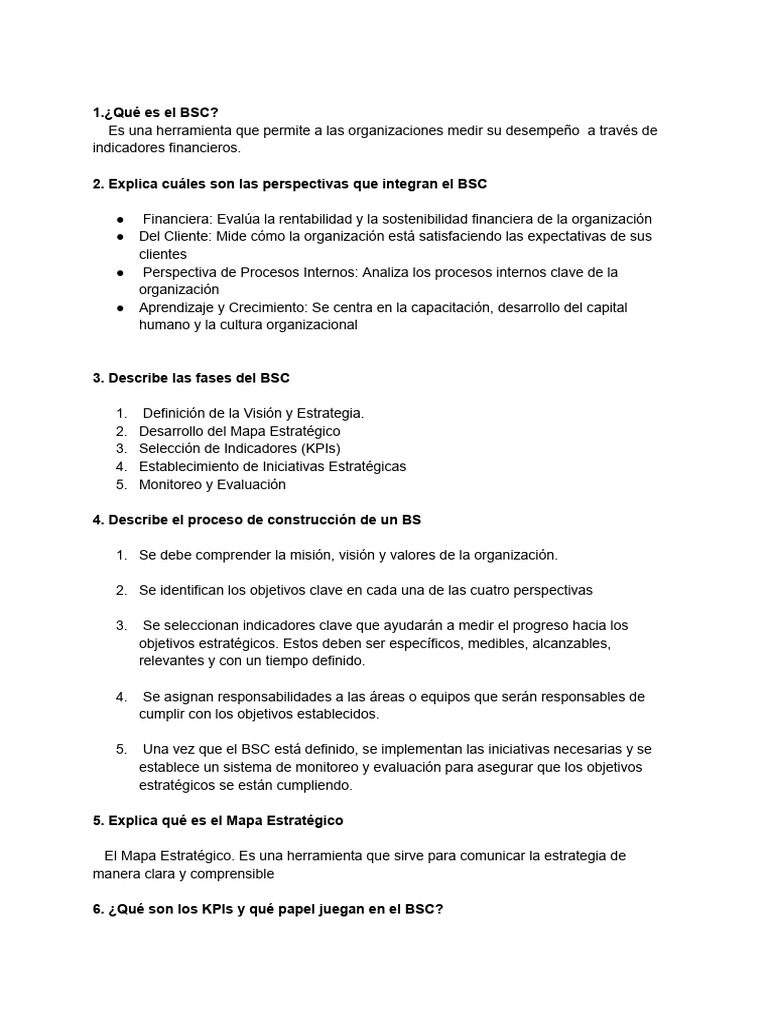 Perspectivas y Fases del BSC | PDF