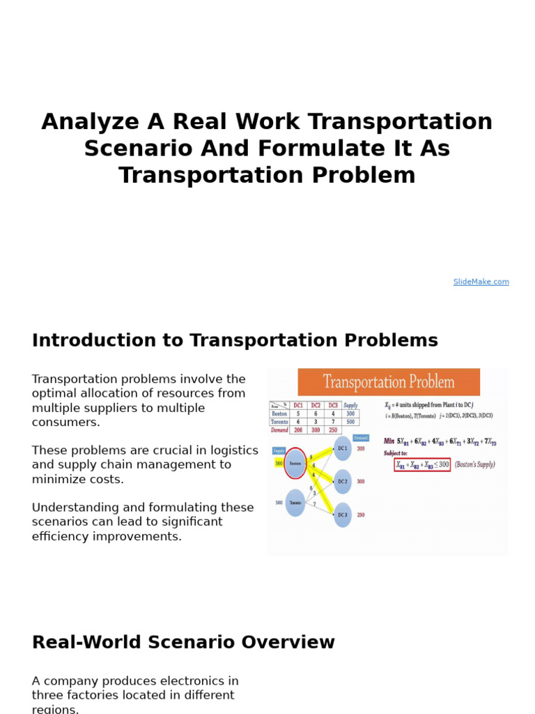 Analyze A Real Work Transportation Scenario and Formulate It As ...