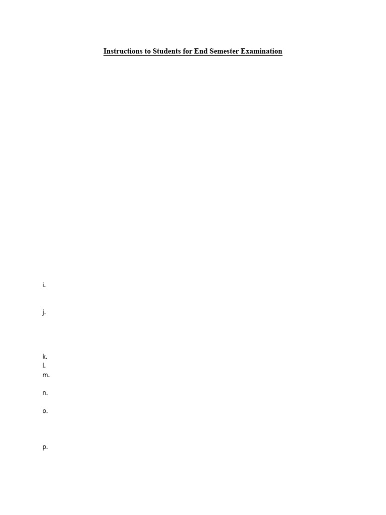 Instructions To Students For End Semester Examination | PDF