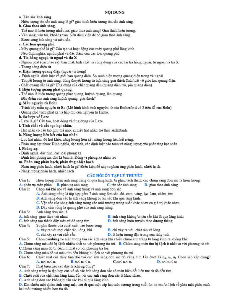 Ôn lý thuyết hk2 | PDF