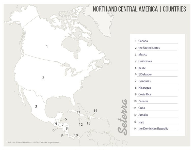 North America Countries Quiz Key | PDF