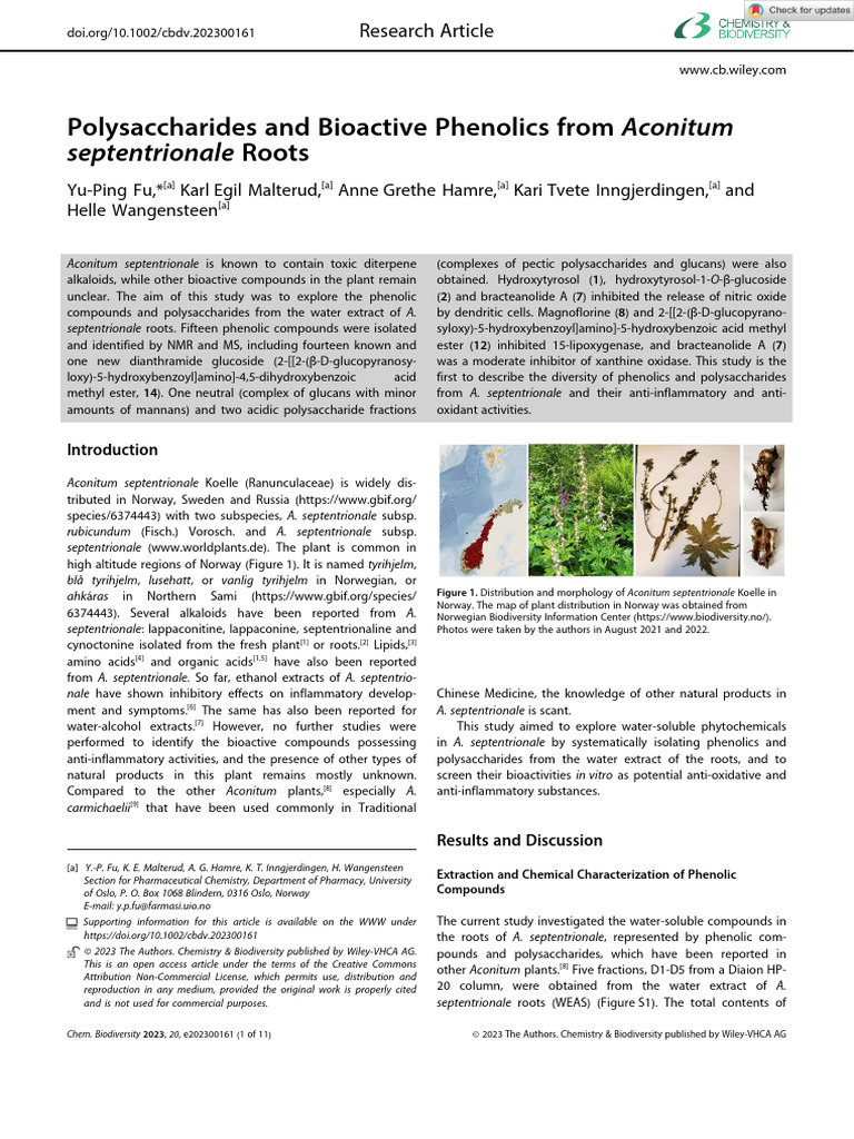 Chemistry Biodiversity - 2023 - Fu - Polysaccharides and Bioactive ...