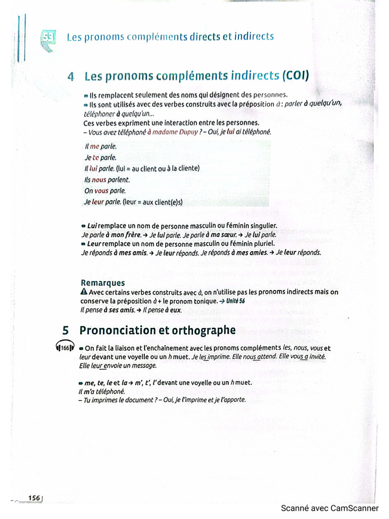 FLE A2-B1 Les Pronoms Compléments Indirects Me, Te, Lui, Nous, Leur | PDF