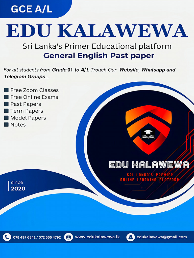 2018 GCE AL General English Past Paper (Edu Kalawewa) | PDF