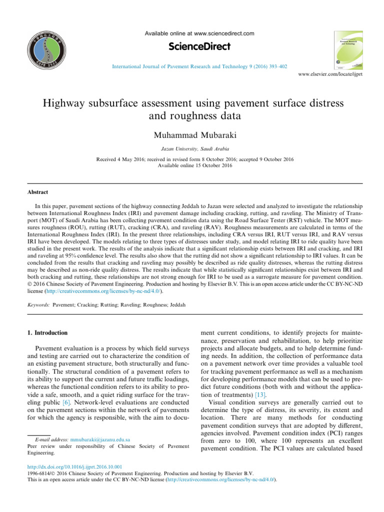 Highway Subsurface Assessment Using Pavement Surface Distress | PDF | Regression Analysis ...
