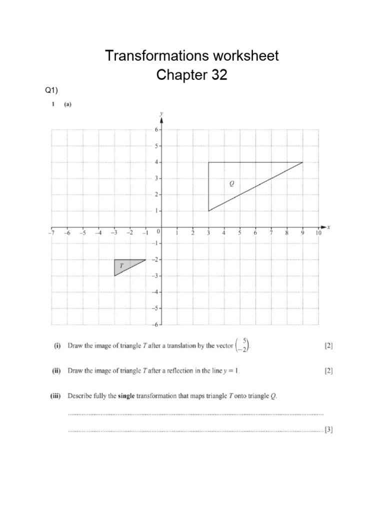 Transformations worksheet | PDF