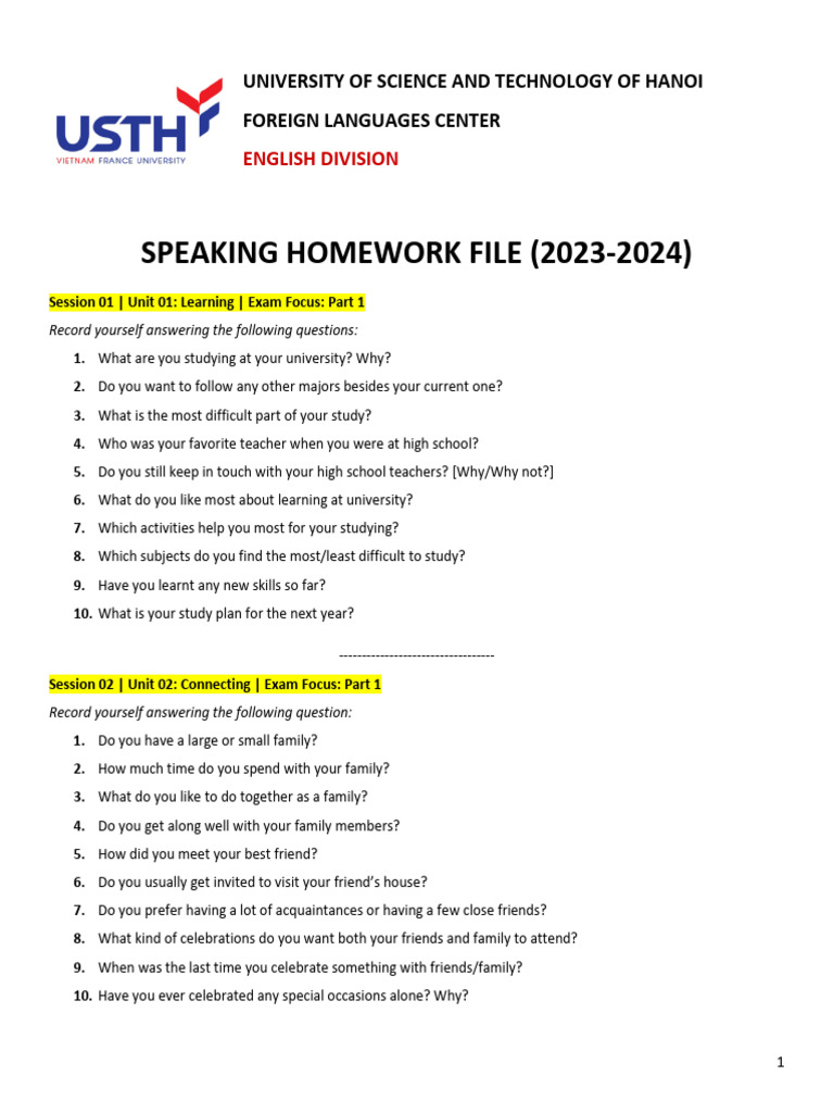 (23-24) B0 Stage 3 - IELTS Speaking - Homework File | PDF | Sports ...