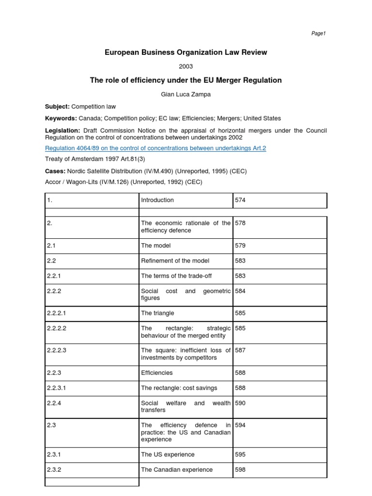 European Business Organization Law Review: Regulation 4064/89 On The ...