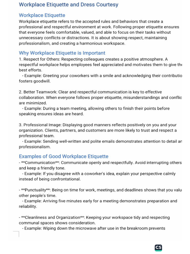 CamScanner Etiquette Guide | PDF