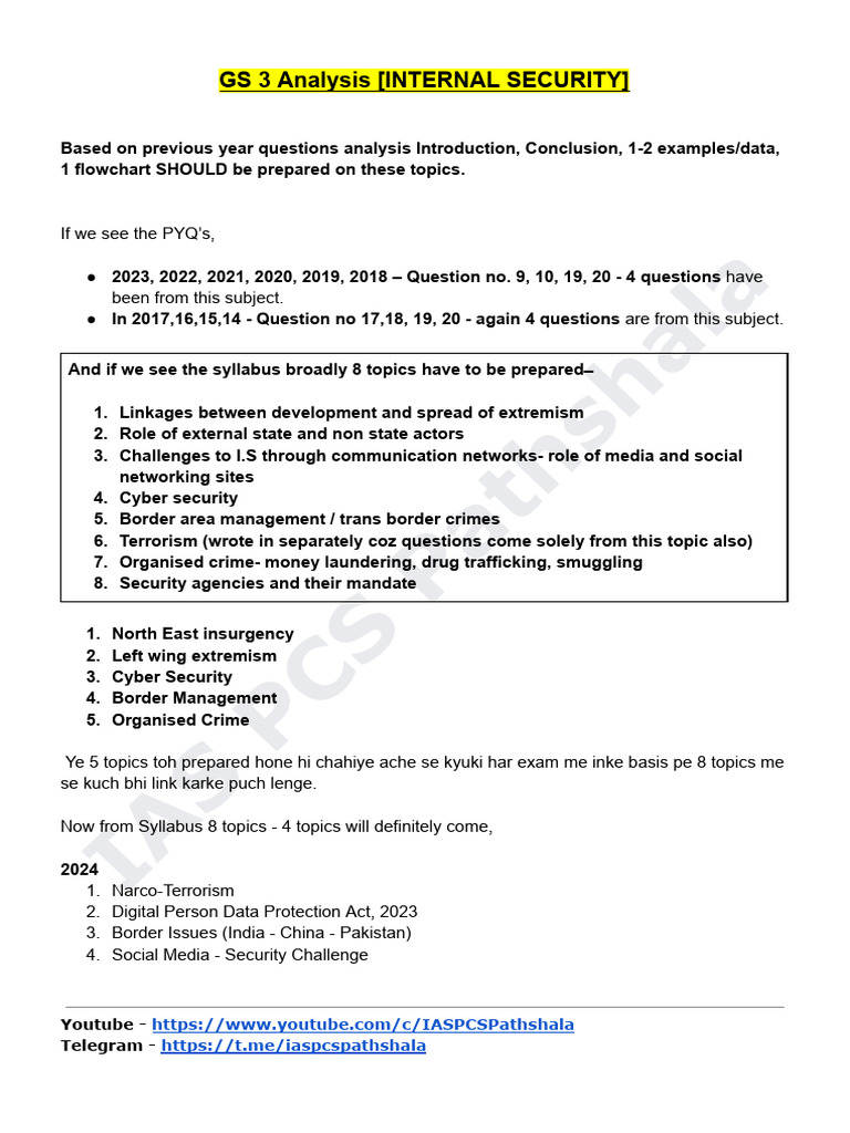 Internal Security GS3 Exam Guide | PDF | Crimes | Crime & Violence