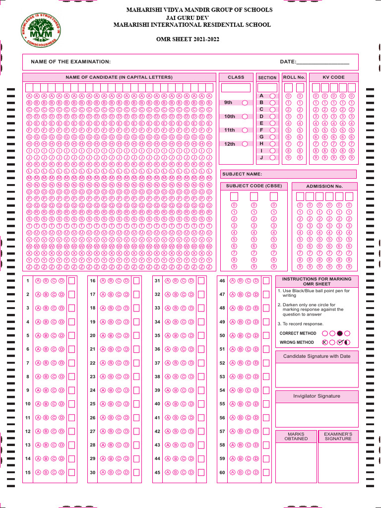 COMMON OMR SHEET | PDF | Qualifications | Student Assessment And Evaluation