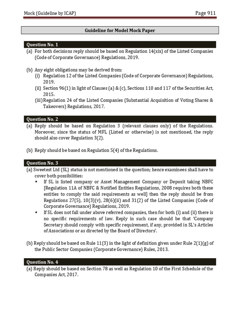 Model paper - Guideline | PDF | Corporate Governance | Private Law