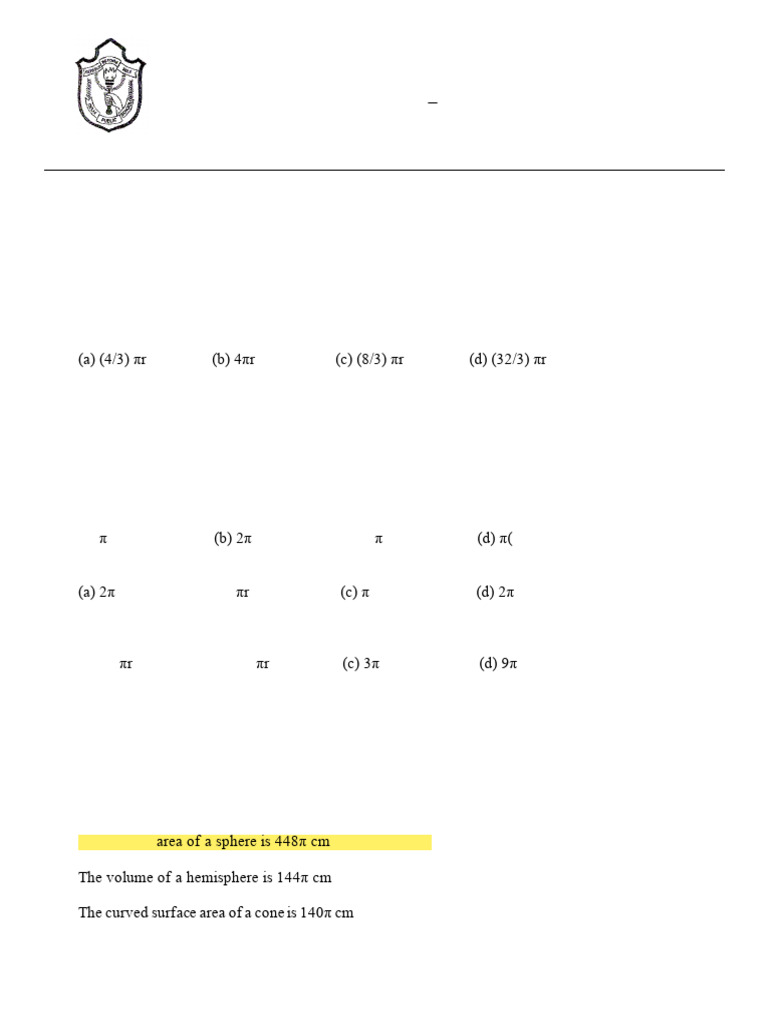 PP12 Surface Areas and Volumes | PDF | Sphere | Area