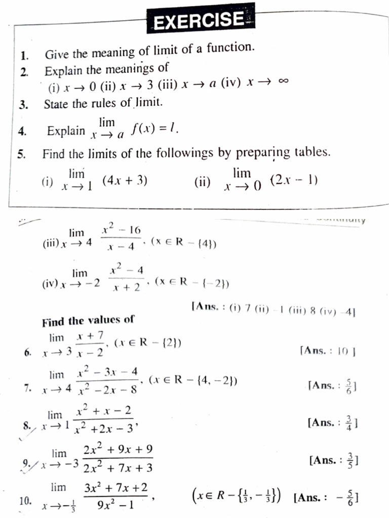 LIMIT Exercise | PDF