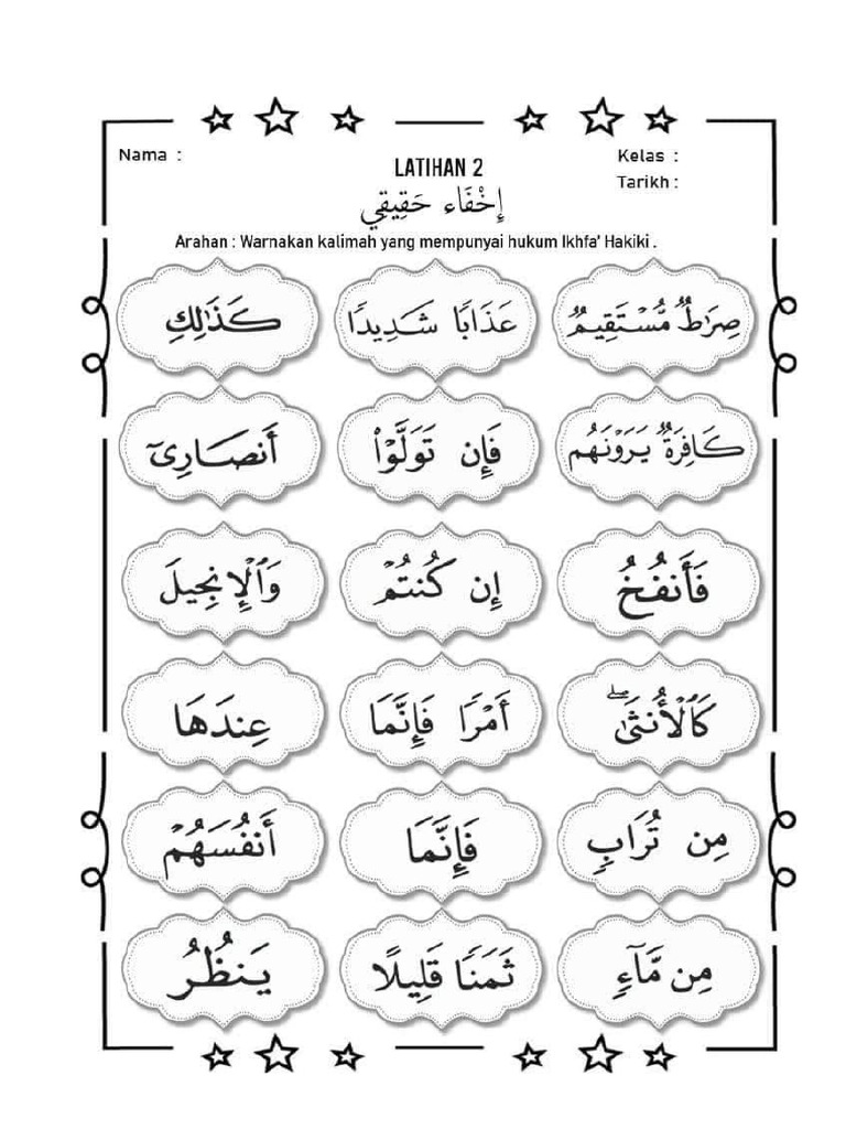latihan ikhfa' hakiki tahun 3 | PDF