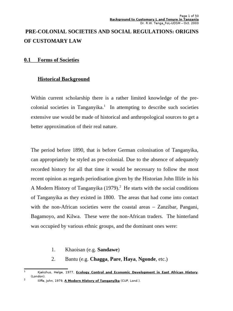 Customary Land Tenure - Backrounder | PDF | Tanzania | Judiciaries