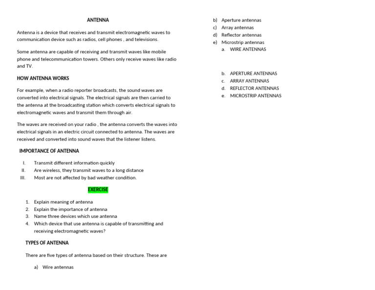 Antenna Basics for Students | PDF