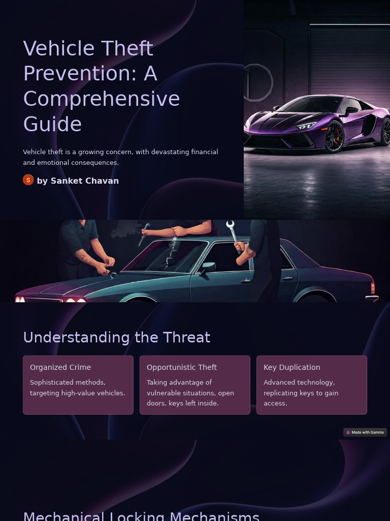 Vehicle Theft Prevention A Comprehensive Guide | PDF