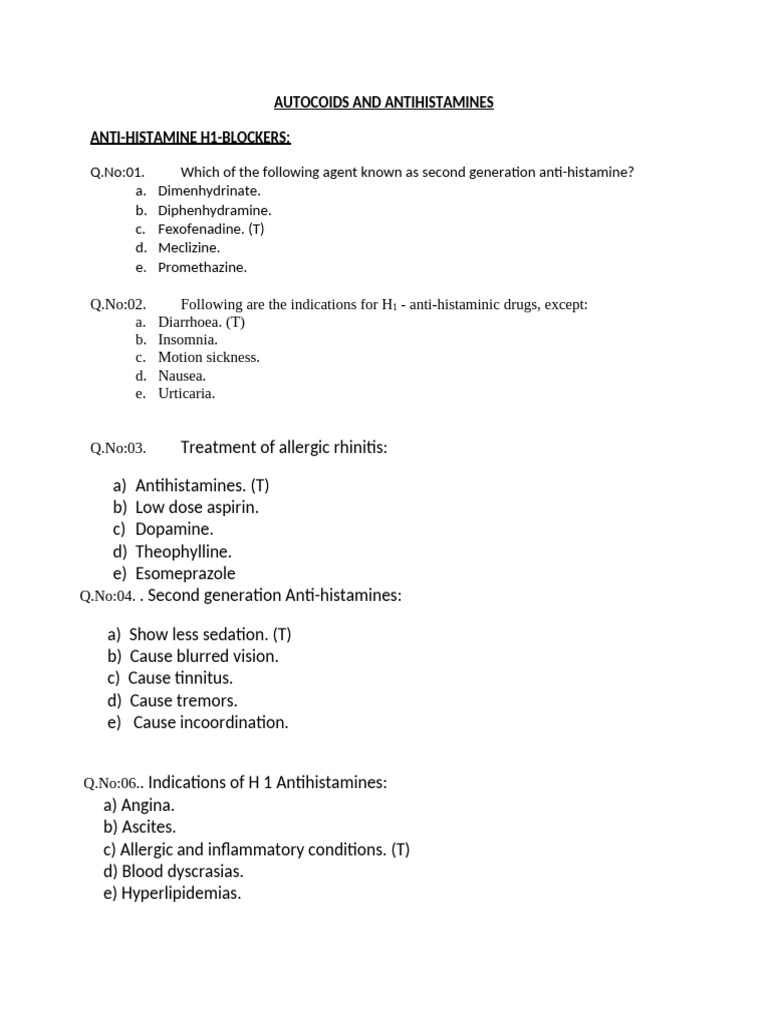 Autocoids and Antihistamines | PDF | Medical Specialties | Pharmacology