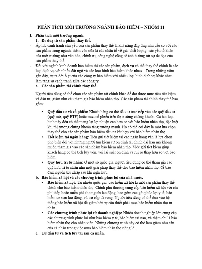 Phantichmoitruongnganhbaohiem Nhom11-1 | PDF