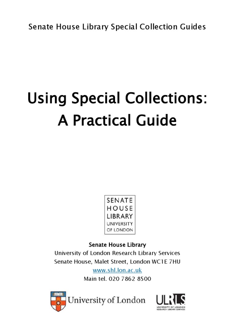 Using Special Collections: A Practical Guide: Senate House Library ...
