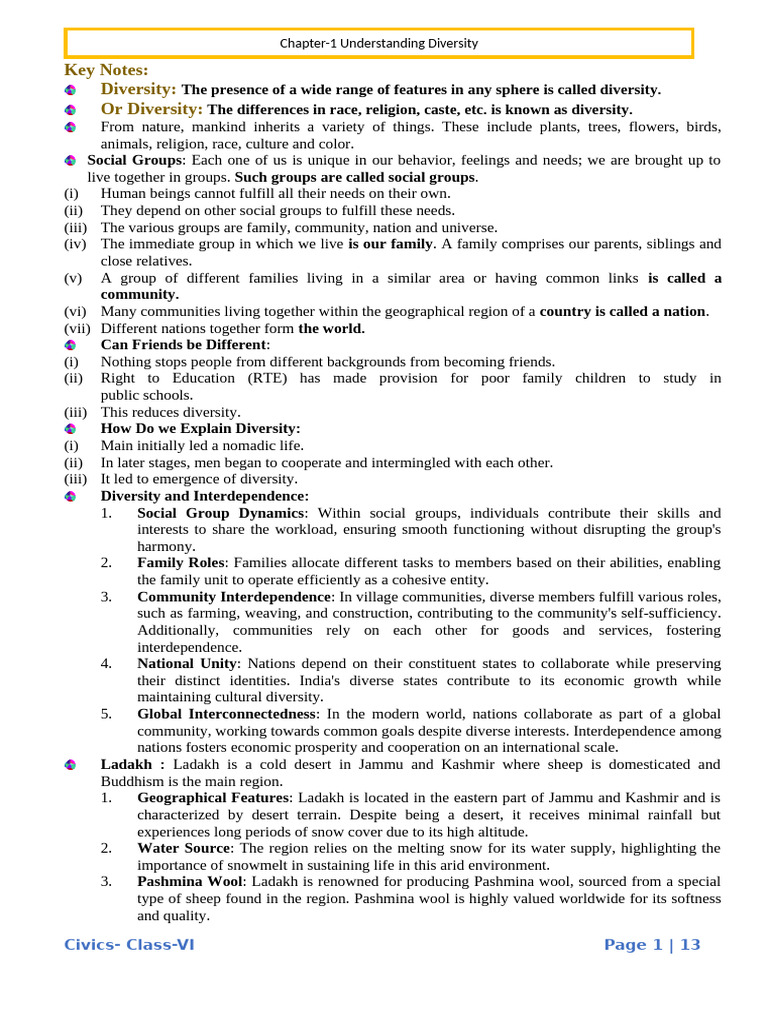 Chapter-1 Understanding Diversity | PDF | Multiculturalism | Kerala