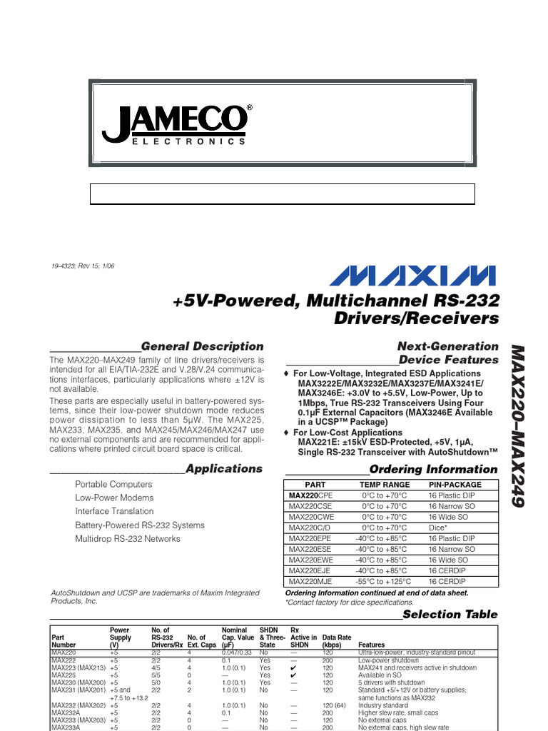 MAX232CSE | PDF | Cmos | Power Supply