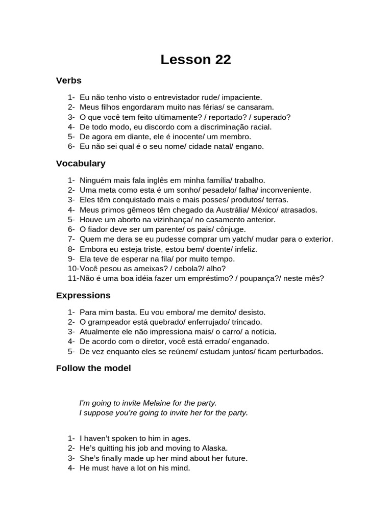 Lesson 22 | PDF | Verb | Linguistic Typology