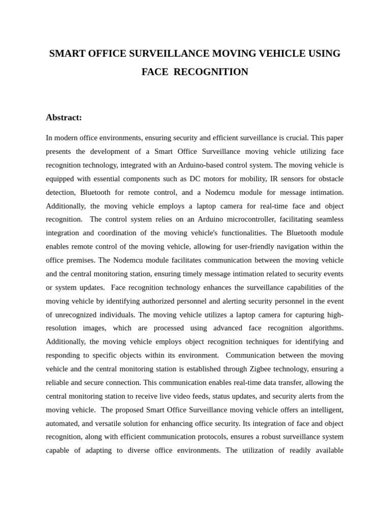 Smart Office Surveillance Moving Vehicle (Edited) | PDF | Computer ...