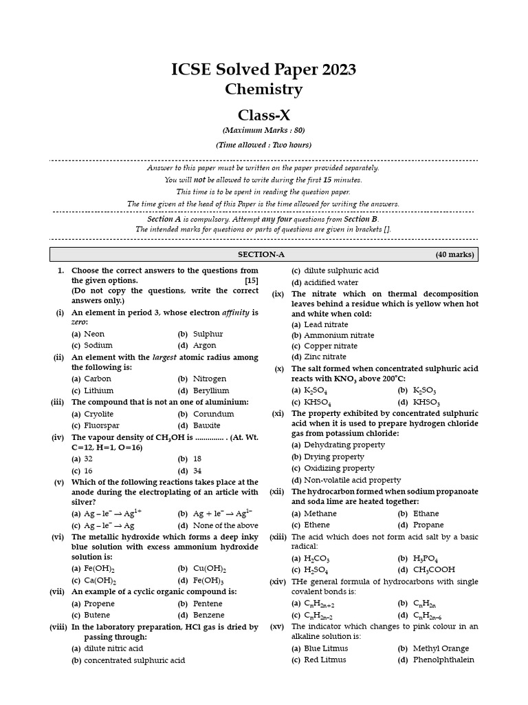 Solved Paper 2023 (2) | PDF | Hydroxide | Acid