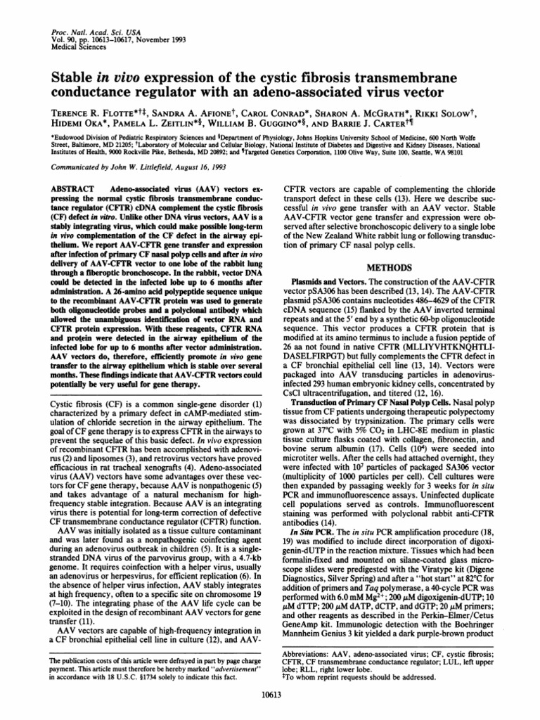 Stable in vivo expression of the cystic fibrosis transmembrane 1993兔子 ...