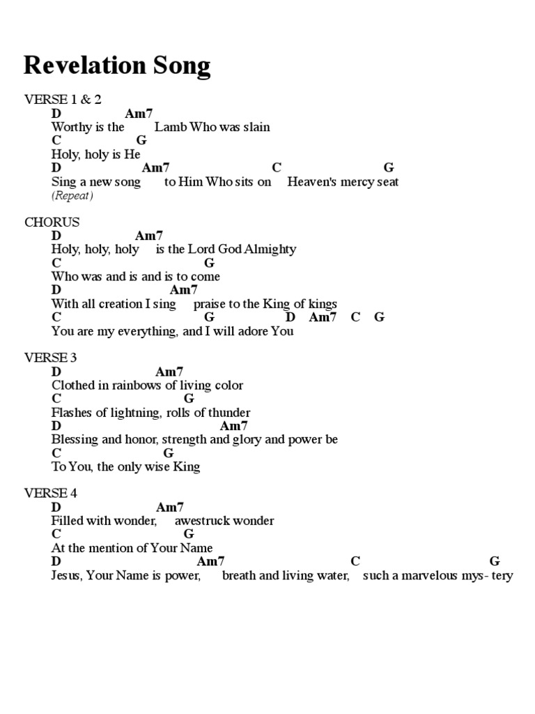 Revelation Song CHORDS | PDF | Religious Behaviour And Experience