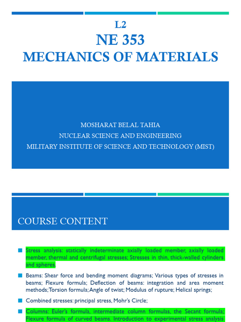 Mechanics of Materials Overview | PDF | Deformation (Engineering) | Elasticity (Physics)