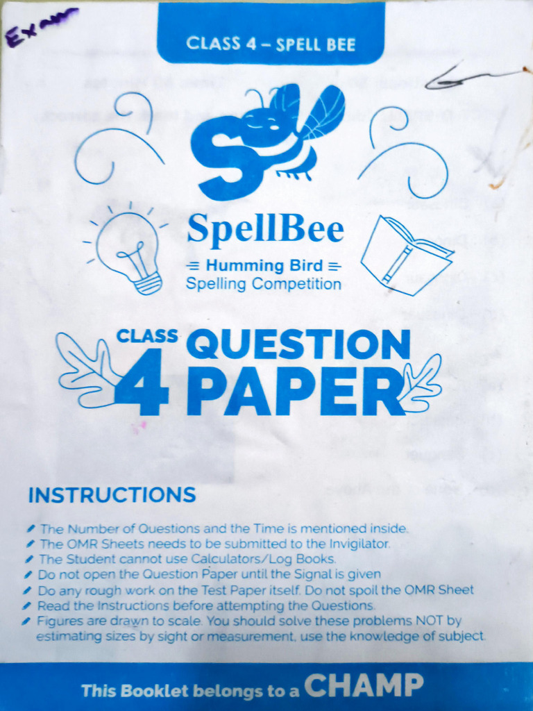 Class 4 Spell Bee Question Paper | PDF